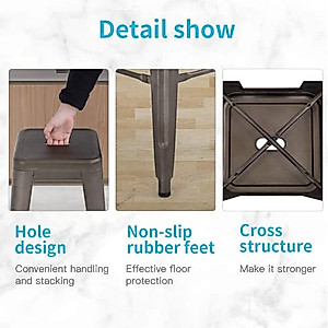 30 Inches Metal Chairs Bar Stools Counter Height Barstools Industrial Bar Chairs Patio Furniture Stool Stackable Modern High Backless Kitchen Dining Chairs Indoor Outdoor Set of 4,Gun