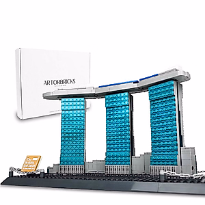 ArtorBricks Architectural Marina Bay Sands-2022 Large Collection Building Set Model Kit and Gift for Adults, Compatible with Lego (881 Pieces)