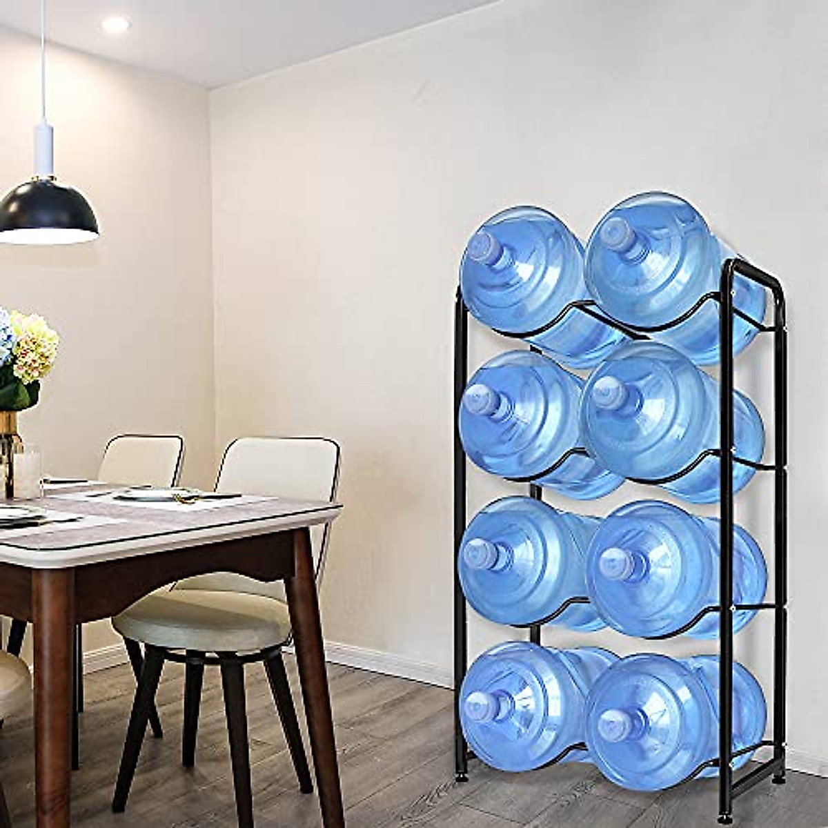 Water Cooler Jug Rack for 5 Gal Water Bottle, Water Bottle Rack, Water Bottle Holder, 4-Tier Heavy Duty Water Bottle Holder Storage Rack for 5 Gallon Water Dispenser, Nano Steel, Space Saver (Black)