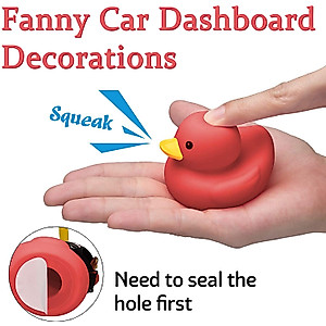 wonuu Rubber Duck Car Decoration Ornaments Duck Car Dashboard Decorations Cool Glasses Duck with Propeller Helmet (R-Beatle-Red)