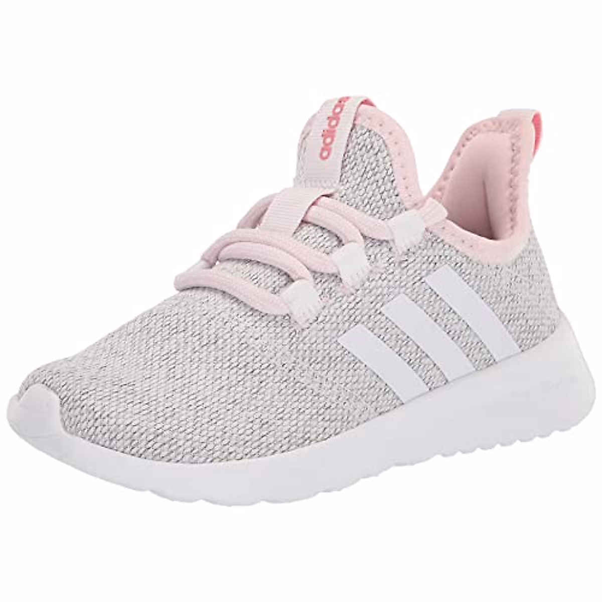 adidas Cloud Foam-Pure Running Shoe, White/White/Clear Pink, 4.5 US Unisex Big Kid