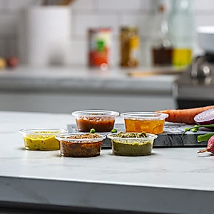 {2 oz - 200 Cups} Clear Diposable Plastic Portion Cups No Lids, Small Mini Containers For Portion Controll, Jello Shots, Meal Prep, Sauce Cups, Slime, Condiments, Medicine, Dressings, Crafts, Disposable Souffle Cups & Much more