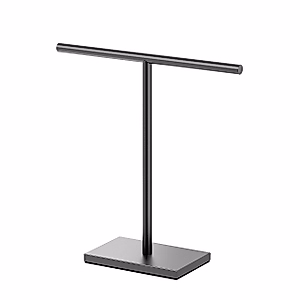 Gatco 1444MX Modern T-Shape Rectangle Base Freestanding Countertop Towel Holder, Matte Black
