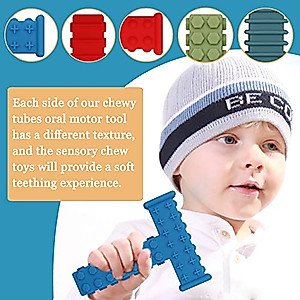 Sensory Chew Tubes for Autistic Children, 4 Pack Silicone Chewy Sticks Oral Motor Tool for Sensory Kids with Autistic, Biting ADHD, SPD, Teether Toys for Babies 3-6 6-12 Months, BPA Free