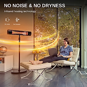 EAST OAK Patio Heater, Wall Mounted & Standing 1500W Outdoor Indoor Infrared Electric Heater with IP65 Waterproof & Dustproof, Tip-over & Overheating Protection, 3 Heat Settings & 24H Timing