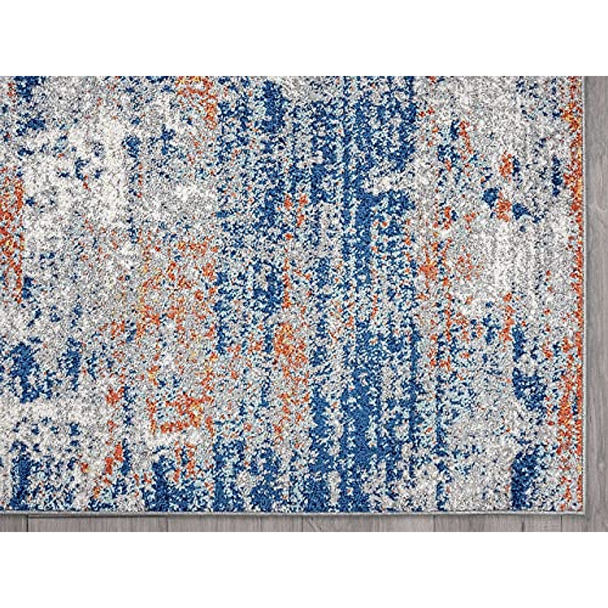 Abani 5x7 (5'3" x 7'6") Blue, Grey & Orange Area Rug, Abstract Vintage Rugs Contemporary Living Room Area Carpet