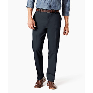 Dockers Men's Straight Fit Signature Lux Cotton Stretch Khaki Pant-Creased, Charcoal Heather, 36W x 32L