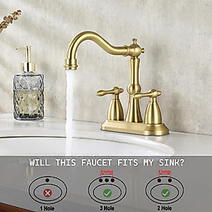JXMMP Brushed Gold Bathroom Faucet, Stainless Steel 4 inch Centerset Bathroom Faucet with Drain and Supply Hose, 2 Hole Gold Faucet for Bathroom Sink