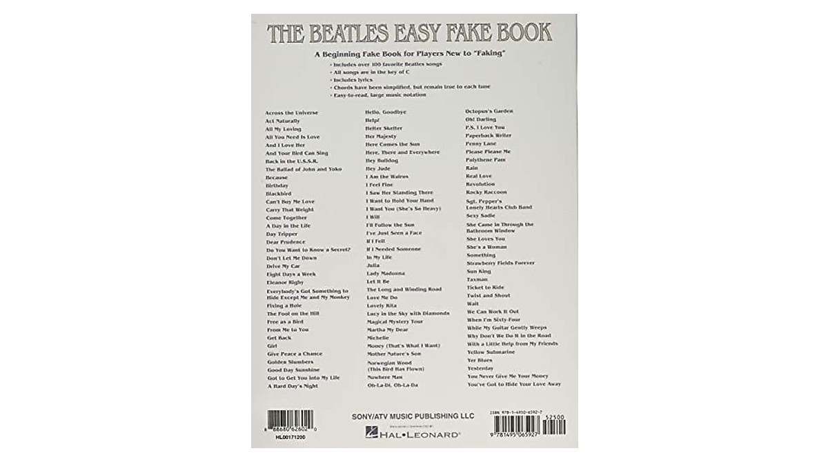 The Beatles Easy Fake Book - 101 Songs for Beginners in C