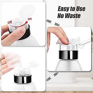 2 Pack 250ml/8.3oz Push Down Pump Dispenser Empty Plastic Lockable Nail Polish Remover Pumping Bottle Container with Flip Cap for Nail Polish Makeup Remover Liquid Alcohol