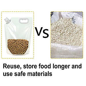 Grain Moisture-Proof Sealed Bag,6Pack Transparent Grain Storage Suction Bags,2 funnels,reusable, with carrying handle(2pcs 500ml,2pcs 1.5L,2pcs 2L)