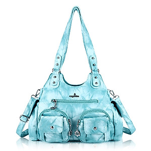 Angel Kiss Handbags for Women Hobo Bags for Large Tote Bag Soft PU Leather Multi-Pocket Shoulder Bag Top Handle Handbag