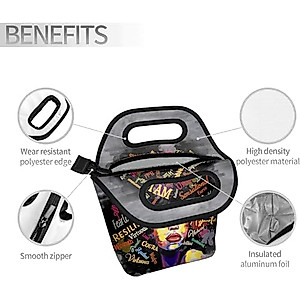 Lunch Bags For Black Women African American Lunch Box Afro Black Girl Lunch Tote Bag For Travel, Picnic, Work, School Reusable Insulated Cooler
