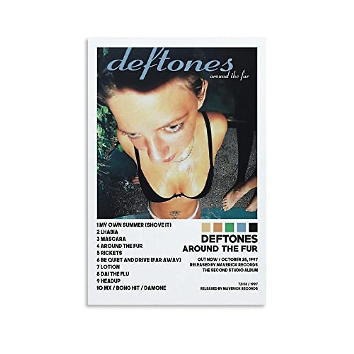 JUBEN Deftones Poster Around The Fur Poster Album Cover Posters for Room Aesthetic Canvas Wall Art Bedroom Decor 12x18inch(30x45cm)