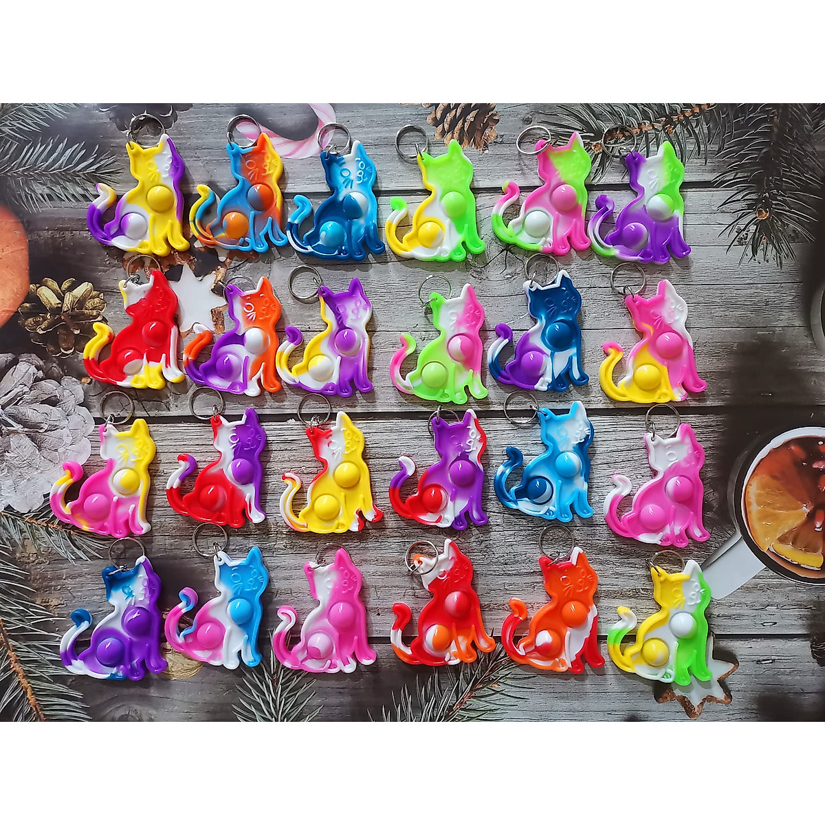24 Packs Cats Funny Summer Present Unique Mini Item Assorted fidgets Toys for Kids Children Classroom Students Gifts from Teacher,Birthday Party Bubble Favor