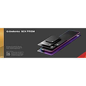 SteelSeries Gaming Mouse Pad 2 Zone RGB Illumination 9cm x 30cm x 0.4cm QcK Prism Cloth XL Black