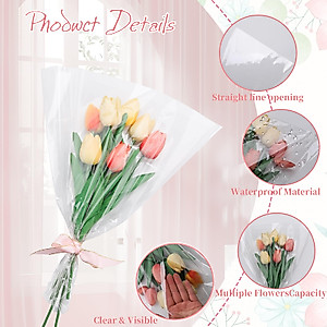 100 Pcs flower packaging transparent bag,flowers bouquet sleeve transparent cellophane Suitable for flower shop, shopping mall flower packaging