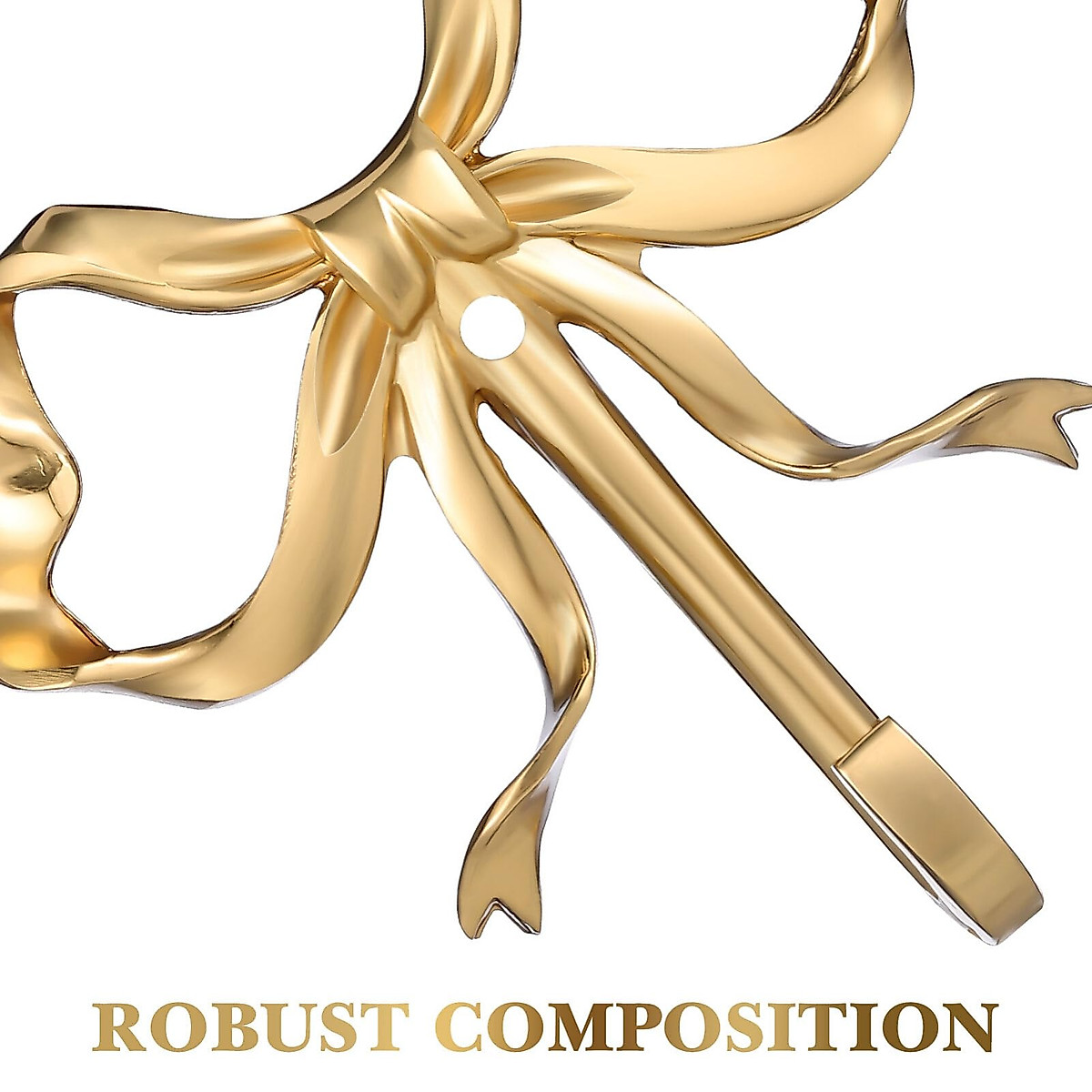 Gadpiparty 2Pcs Bow Hook Decorative Wall Hooks Bowknot Coat Hook Gold Towel Robe Hook Hanging Brass Hooks for Home Bedroom Bathroom Office Outdoor (2.63 inches)