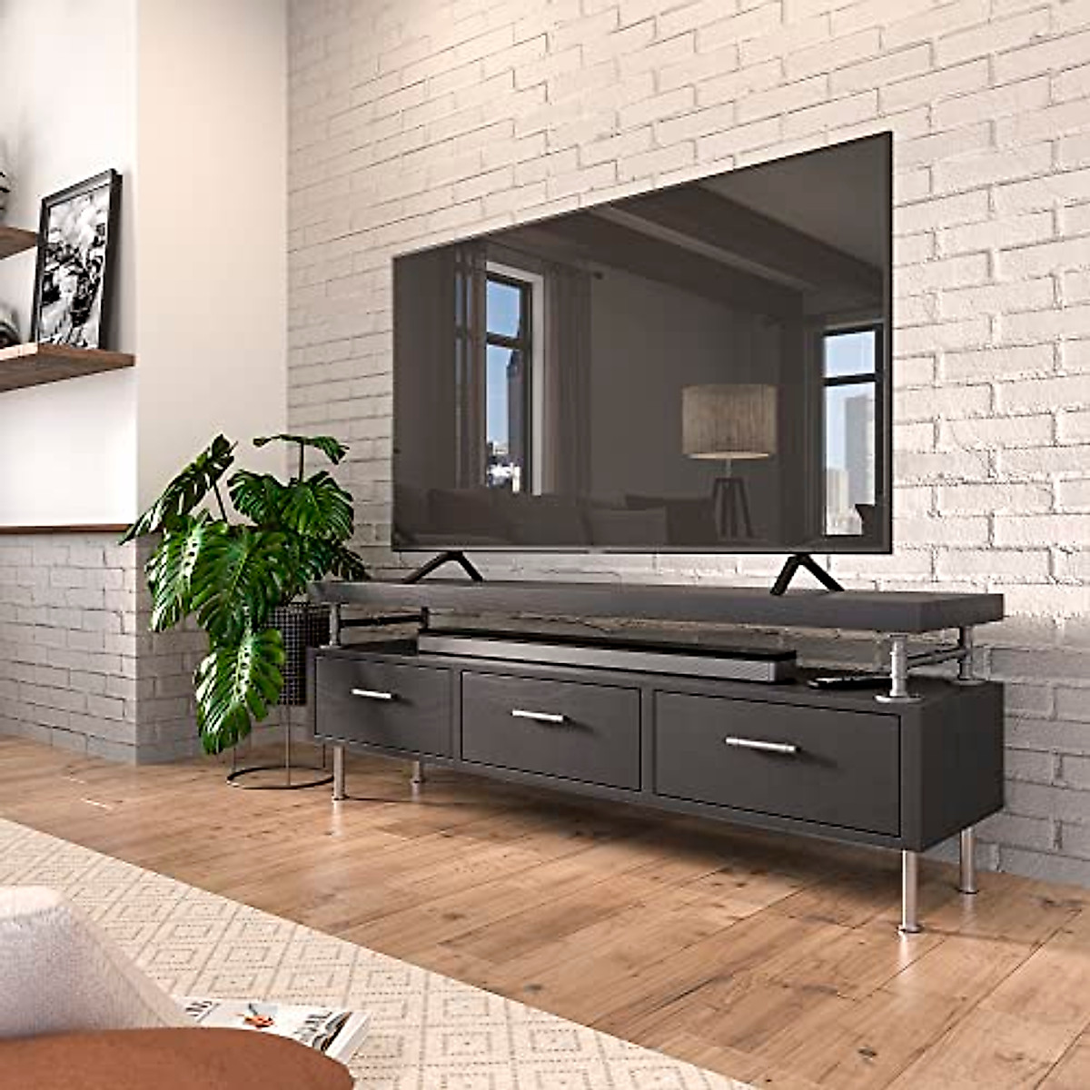 Richelieu Hardware 64217150155 5 15/16 in (150 mm) Round Furniture Leg with Levelling Glide, Satin Nickel