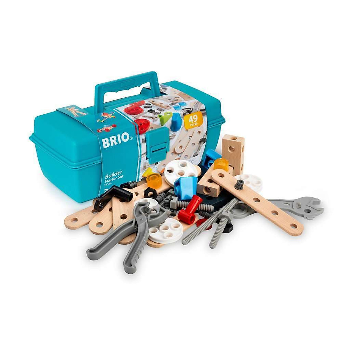 BRIO Builder 34586 - Comprehensive 49 Piece STEM Building Set | Enhanced with Wood and Plastic Pieces | Ideal Learning Toy for Kids Aged 3 and Up | FSC Certified