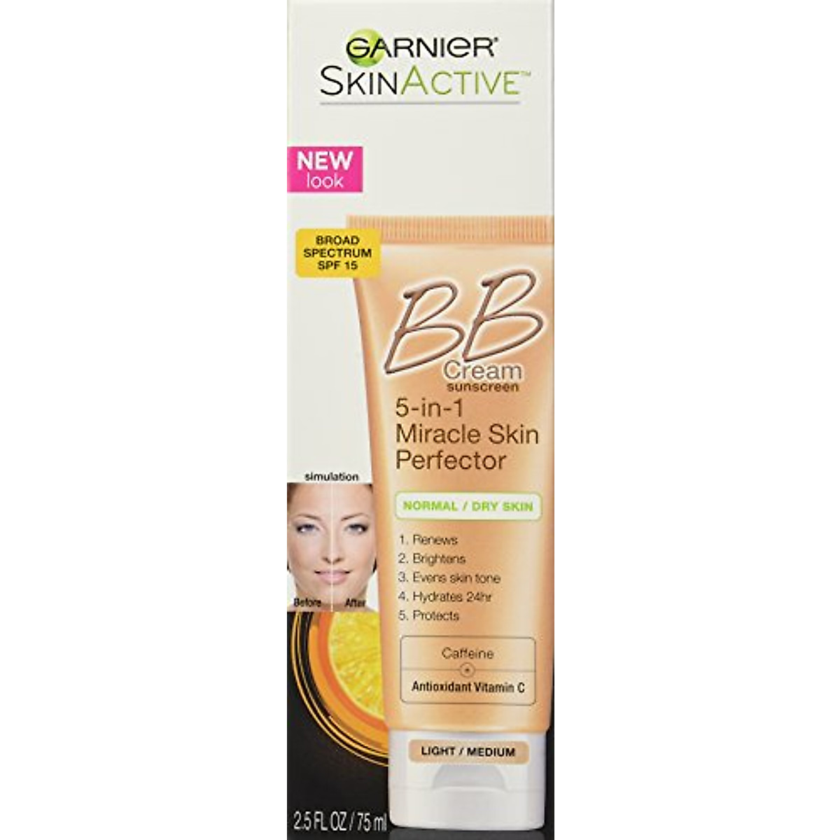 Garnier Skin Renew Miracle Skin Perfector B.B. Cream, Light and medium, 2.5 Fluid Ounce