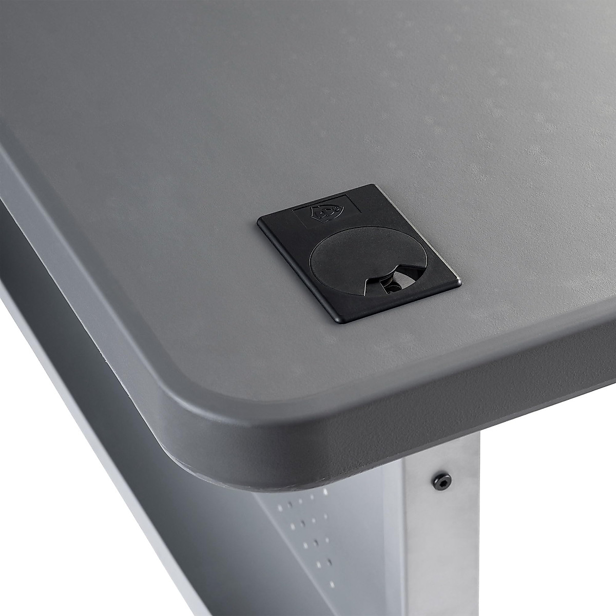 National Public Seating 24 x 72 Inch Flip N Store Blow-Molded Plastic Flipper Training Table with 4 Caster Wheels and 2 Grommet Holes, Charcoal Slate