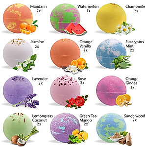 Bath Bombs for Women Gift Set - 24 Natural and Organic Bath Bombs with Essential Oils & Moisturizing Shea Butter, Spa Birthday Gift, Selfcare Gifts for Her, Women, Teen Girls, Kids, Bridesmaid Gift