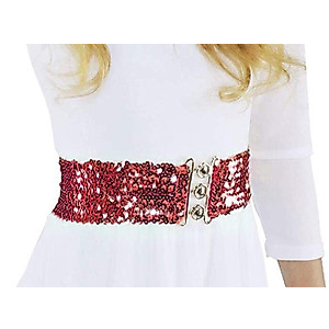 CRIZAN Womens Sequins Dance Dress Belly Chain Body Chain Jewelry (red gold silver)