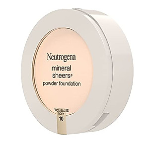 Neutrogena Mineral Sheers Compact Powder Foundation, Lightweight & Oil-Free Mineral Foundation, Fragrance-Free, Classic Ivory 10,.34 oz (Pack of 2)