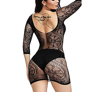 Vorifun Women Lingerie Rainbow Fishnet Babydoll Halter Stretch Chemise Mini Dress One Size