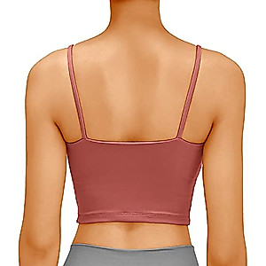 Match Womens Padded Sports Bra Fitness Workout Running Yoga Tank Top (Stone red, L)