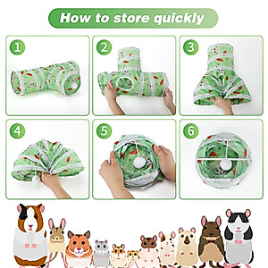 Rypet Guinea Pig Tunnel 3 Way Collapsible Small Pet Tunnels and Tubes with Interactive Ball for Baby Rabbit Ferret Hamster Chinchilla Hedgehog Hiding and Resting-Green