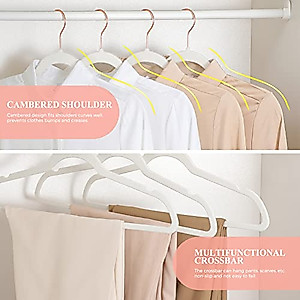HOUSE DAY Pink Velvet Skirt Hangers 24 Pack and White Velvet Hangers 50 Pack, Non Slip Hangers Set
