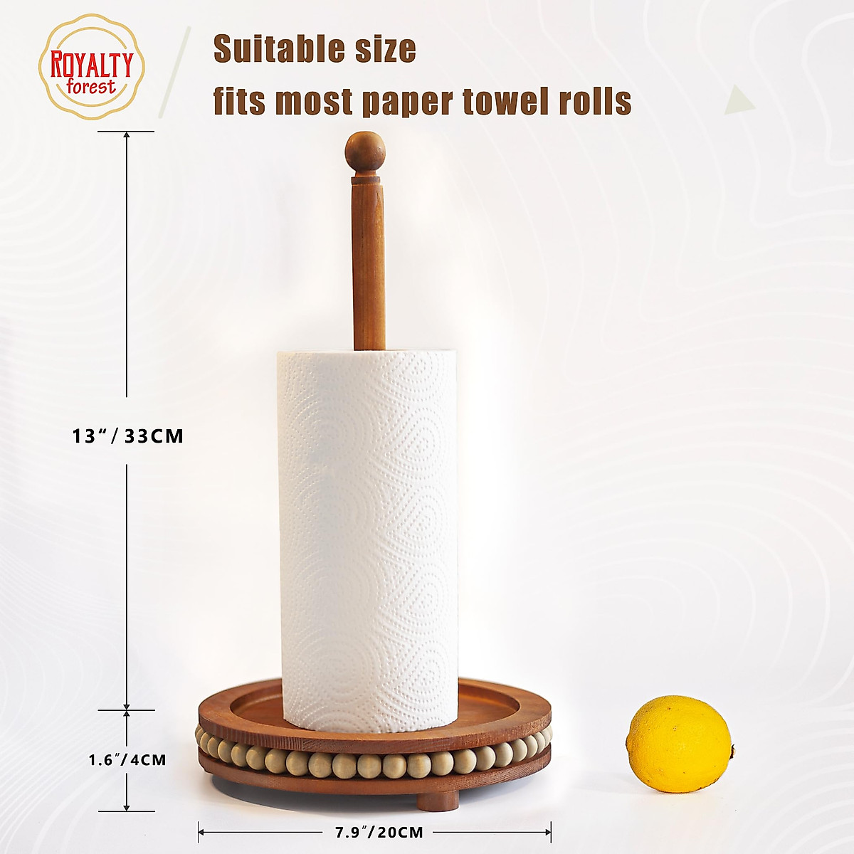 Royalty Forest Farmhouse Paper Towel Holder Wood – Handmade Wooden Paper Towel Holder Countertop for Kitchen – Black Paper Towel Holder Rustic – Boho Decor