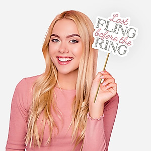 Fully Assembled Bachelorette Photo Booth Props - Set of 32 - Rose Gold, Pink, & Silver Signs, Wedding Bridal Shower Bachelorette Party Supplies & Decorations With Real Glitter - Did we mention no DIY?