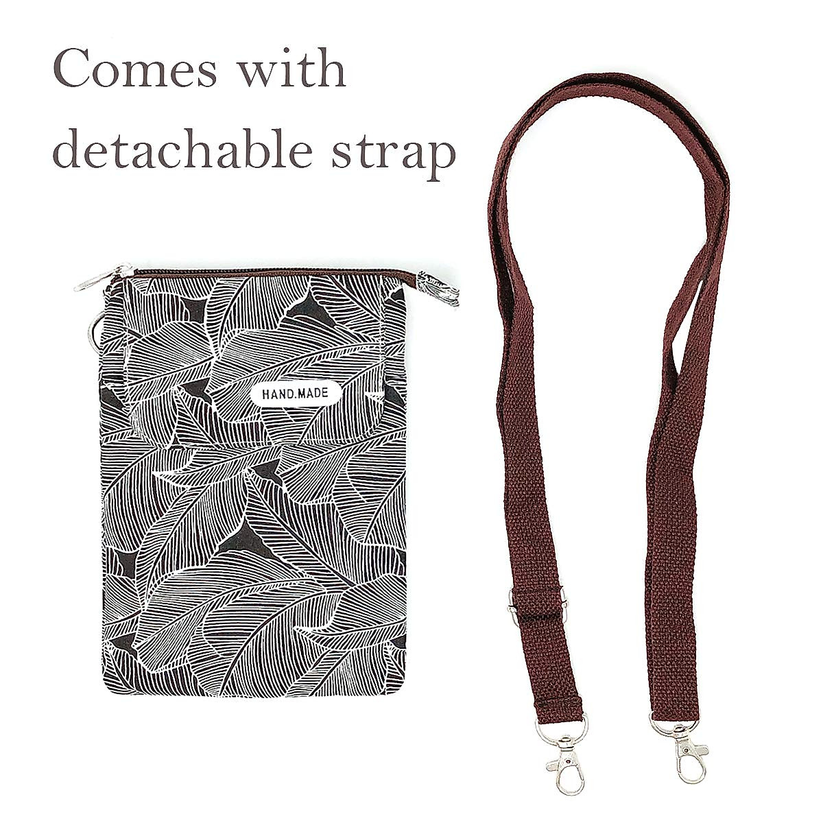 allydrew Mini Crossbody Cell Phone Bag, Front Flap/Brown Leaves