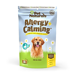Pet Naturals Allergy Plus Calming Supplement for Dogs, Soft Chew, Duck Flavor, 60 Ct.