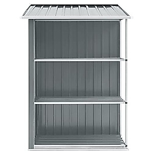 Garden Metal Storage Shed with Rack | Outdoor Tool Shed Storage Room with Vents | Storage Sheds with Door for Outside Patio Backyard Yard Lawn | Gray Galvanized Iron 80.7" x 51.2" x 72"