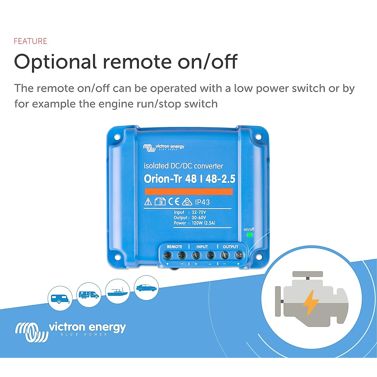Victron Energy Orion-Tr IP43 48/48-Volt 2.5 amp 120-Watt Isolated DC-DC Converter