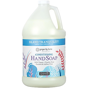 Ginger Lily Farms Botanicals All-Purpose Liquid Hand Soap Refill, Island Tranquility, 100% Vegan & Cruelty-Free, Green Tea Lemongrass Scent, 1 Gallon (128 fl oz)