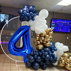 40 Inch Giant Navy Blue Number 4 Balloon, Helium Mylar Foil Number Balloons for Birthday Party, 4th Birthday Decorations for Kids, Anniversary Party Decorations Supplies (Navy Blue Number 4)