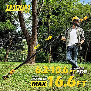 IMOUMLIVE 2-IN-1 Cordless Pole Saw & Chainsaw, 8" Cutting Brushless Electric Rotatable Pole Saw, Oiling System, 8.3 LB Lightweight, 21V 3.0Ah Battery, 16.6-Foot Max Reach Pole Saw for Tree Trimming