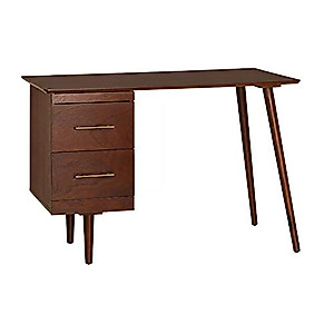 Target Marketing Systems Leon Mid Century Modern 2-Drawer Home Office Desk Table, 46", Walnut