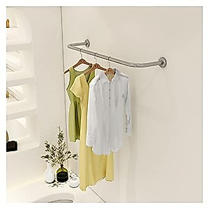 XJJUN Clothing Display Stand, Stainless Steel Wall-Mounted Clothes Rail Industrial Pipe Clothing Rack, for Women's Men's Clothing Store (Color : Silver, Size : 80x28cm)