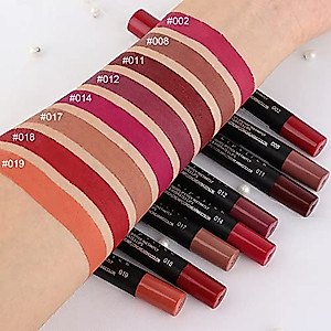evpct 8Pcs Dark Ruby Red Plum Purple Wine Nude Beige Brown Matte Lipstick and Lip Crayon Liner Pencil Pen Set for Women labial labiales mate magicos 24 horas originales pintalabios permanente 24 horas