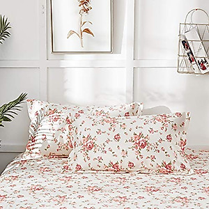 Brandream 5-Piece White Quilts 100% Cotton Queen Size Quilt Bedding Set Rose Matelasse Bedspread Set Breathable Lightweight