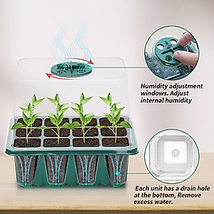 Seed Starter Tray, Plant Propagation Station with Grow Light, Seedling Starter Trays with Timing Controller, Mini Greenhouse Kit with Humidity Domes and Base, Plant Tray for Seeds Growing Starting