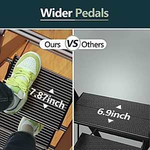 WOA WOA 4-Step Ladder with Widen Pedals, Lightweight Folding Aluminum Ladder with Anti-Slip Feet for Home, Kitchen High Cabinet - 330 lbs Load - Black