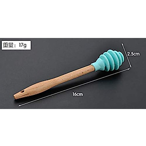 UgyDuky 2 Pack Silicone Honey Dipper Spoon Drizzle Stick Honey Mixing Stirrer Dip Spiral Server Kitchen Gadget Tool (Random Color Delivery)