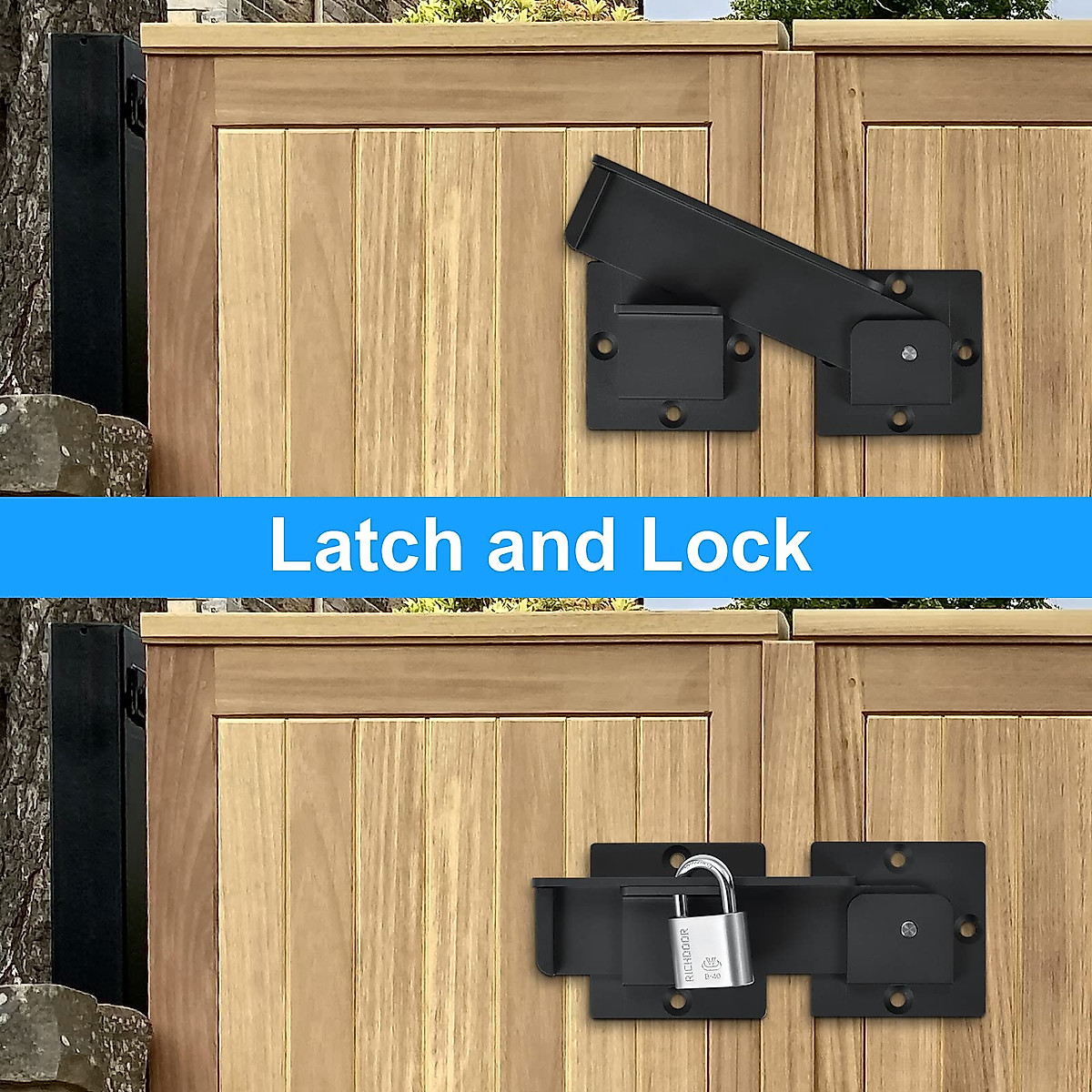 GreaTalent 7.5" Flip Gate Latch Lock with Padlock Hole, 4mm Heavy Duty Aluminum Alloy Adjustable Door Latch for Sliding and Swing Open Door, Outdoor Gate, Wooden Fence, Barn Door, Shed, Garage, Yard